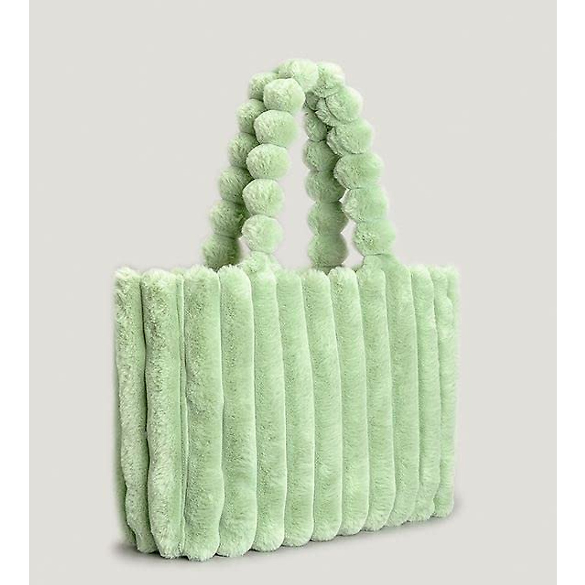 Women's Tote Handbag Fleece Shoulder Bag Hobo Tote Bag Faux Fur Retro Casual Clutch Cute