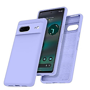 WRJ for Google Pixel 7 Case,Shockproof Liquid Silicone Cover [Upgraded Camera Protection] Slim Fit with Microfiber Lining-Elegant Purple