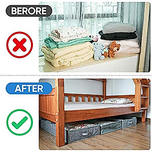 BALEINE 2 Pack Underbed Storage Bags with Zippers, Clear Top and Reinforced Handles to Organize Clothes, Comforters, Shoes and Gift Wrapping Paper, Soft Sidewall