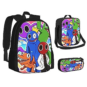 AENNA Cartoon Game Backpack Set Boys Girls Bookbag with Pencil Case Lunch Bag for Teens School Picnic Travel