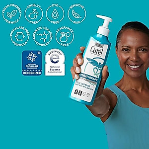 Curel Hydra Therapy In Shower Lotion, Itch Defense Body Moisturizer with Advanced Ceramide Complex, Vitamin E, & Oatmeal Extract, 12 Oz, Pack of 2