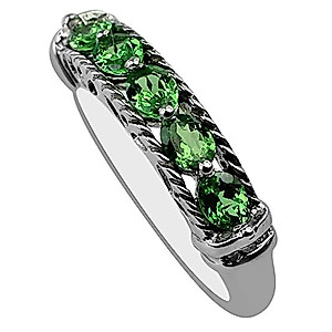 Carillon 1 Carat Tsavorite Oval Shape Natural Non-Treated Gemstone 10K White Gold Ring Engagement Jewelry for Women & Men