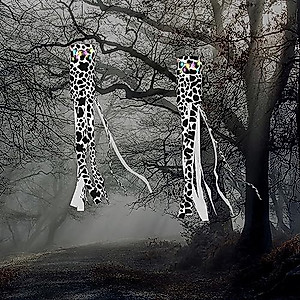 Halloween Windsock Garden Décor - Lighted 40 Inch with Lights - Fast Drying and Lightweight Christmas Holiday with Light Cow Fur Print