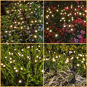 Streamlet Solar Garden Lights, 4 Pack New Upgraded 8 LED Solar Lights for Outside, Solar Powered Firefly Lights, Solar Outdoor Lights Waterproof for Pathway Patio Yard Decor, Warm White