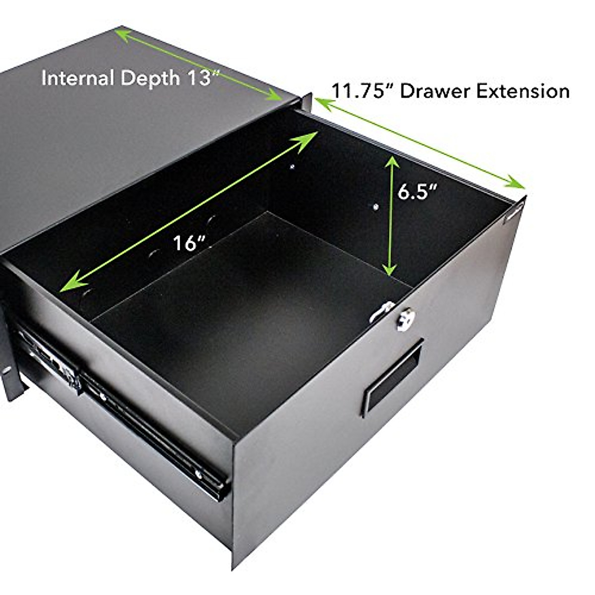 NavePoint Server Cabinet Case 19 Inch Rack Mount DJ Locking Lockable Deep Drawer with Key 4U