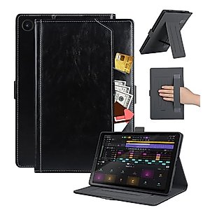 Anpredo Case for Galaxy Tab A8 10.5 Inch 2022, Hand Strap, Card Slots, Business Folio Stand Protective Smart Cover for Samsung A8 Tablet Model SM-X200/X205/X207, Black