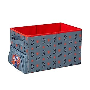 Marvel Spiderman Kids Collapsible Storage Organizer Bin with Front Pocket,9" H x 10" W x 15" L