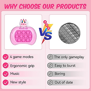 TeaRoo Quick Push Pop Game It Fidget Toys Pro for Kids Adults, Handheld Game Fast Puzzle Game Machine, Push Bubble Stress Toy, Relief Party Favors, Birthday Gifts for Boys and Girls (Pink)