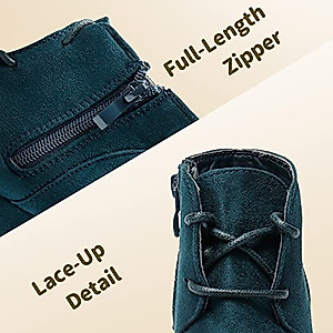 DREAM PAIRS Girls Low Wedge Heel Booties Side Zipper Ankle Boots Tomson-K Navy Size 2 Little Kid