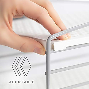 YouCopia StoreMore Adjustable Rack Cabinet Organizer for Pans Sheets and Pot Lids, Large, White & UpSpace Adjustable Box Organizer for Foil Wrap and Kitchen Cabinet Storage, 9" x 9", White