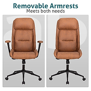 BOWTHY Executive Chair Mid Century Office Modern Chair,55° Reclining High Back Desk Chair with Wheels,Conference Room Chairs,Brown Office Chair,Swivel Chair 330lbs,Computer Chair for Adults