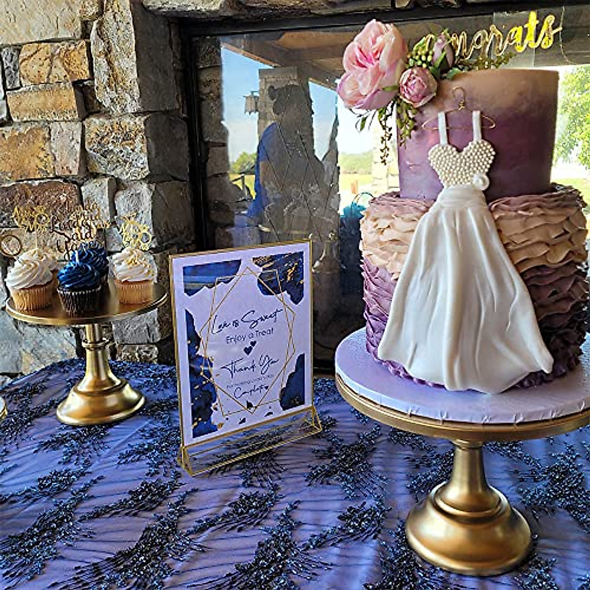 HIIMIEI Acrylic Gold Sign Holder, 5x7 Gold Acrylic Picture Frames Clear Double Sided Menu Holder for Wedding Table Number 6 Pack