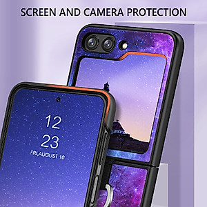 GUAGUA Compatible with Samsung Galaxy Z Flip 5 5G Case 6.7 Inch Glow in The Dark, Noctilucent Luminous Space Nebula Slim Fit Cover Protective Anti Scratch Phone Case for Galaxy Z Flip5, Blue Nebula