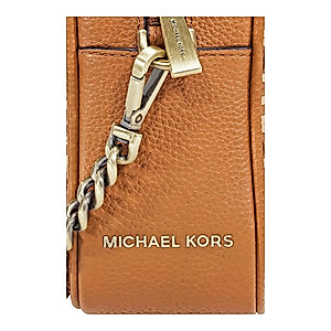 Michael Kors Ginny Medium Woven Leather Crossbody- Acorn/Butternut