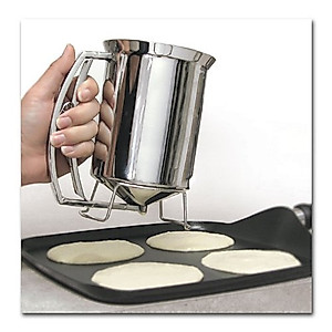 Pancake Batter Dispenser- Gourmet Stainless-Steel Pourer- Perfect for Baking Cupcakes, Waffles, Cakes, and Muffins- No Drip Dispenser by Chef Buddy