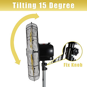 HiCFM 5000 CFM 20 inch High Velocity Pedestal Oscillating Fan with Powerful 1/5 Motor, 9ft Power Cord, Oscillation, Metal Body with Wheels for Garage, Commercial or Industrial - UL Safety Listed