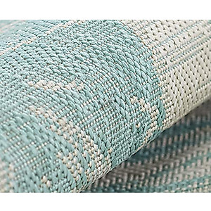Momeni Riviera Transitional Indoor/Outdoor Area Rug, Aqua, 5'3" X 7'