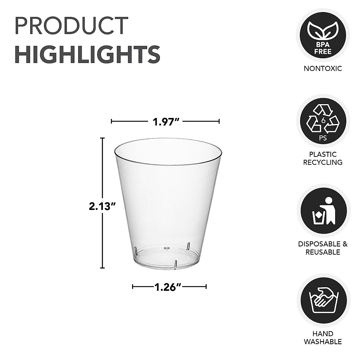 Party Essentials 50 Count 2 oz Shot Glasses, 2-Ounce Clear