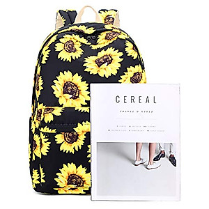 FLYMEI Sunflower Backpack for Girls, Cute Backpack for Women, Lightweight 15.6'' School Backpack with Crossbody Purse & Pencil Bag, Floral Backpack for Women, Sunflower Bookbags for Teen Girls