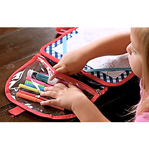 ezDesk Travel Activity Kit, Lap Desk with Cushion, Premium Activity Kit with Writing and Craft Supplies, 30-Piece Set, ‎12" x 19", Multicolor