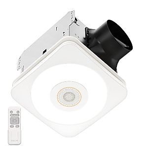 OREiN OL005 Bathroom Fan with Bluetooth Speaker, 110/160 CFM 1.0 Sone Bathroom Exhaust Fan with Light, 40W Bathroom Fan with Light & Remote, 1500lm LED Light 2700K/4000K/6500K & Nightlight, Music Sync