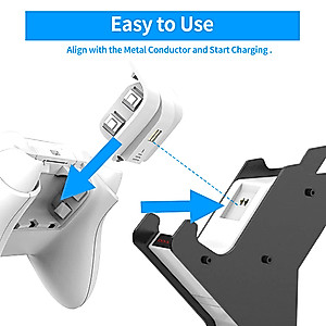 Controller Charger for Xbox Series X S - Wireless Controller Charging, Charger with 2 Pack Rechargeable Battery by DOYO(Black)