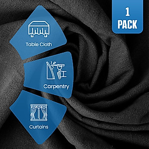 Zuperia Black Canvas Drop Cloth (10' x 12' Feet - 1 Pack) - Pure Cotton Painters Drop Cloth for Painting, Canvas Drop Cloth Curtains for Decoration Double Stitched Hem for Multi-Purpose use