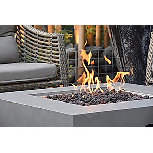Modeno Westport Outdoor Gas Firepit Table 34 Inches Fire Pit Patio Heater Concrete Outside Electronic Ignition Backyard Fireplace Cover Lava Rock Included Natural Gas