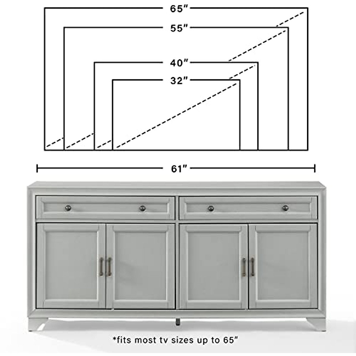 Crosley Furniture Tara Sideboard, Distressed Gray