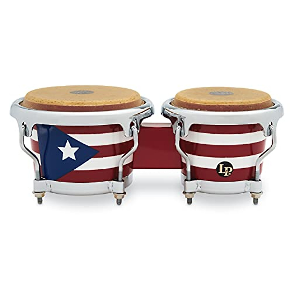 Latin Percussion LPMC Mini Tunable Puerto Rican Flag Wood Bongos (LPM199-PR)