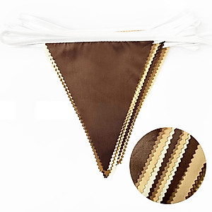 32Ft Brown Party Decorations Brown Pennant Banner Fabric Triangle Flag Bunting Garland Streamers for Woodland Teddy Bear Baby Shower Jungle Safari Birthday Home Outdoor Garden Decor