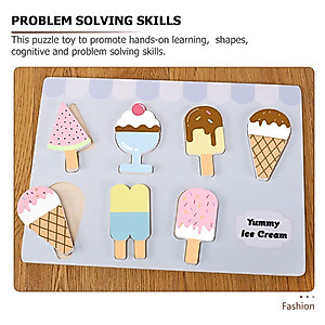 TOYANDONA Ice Cream Puzzles Wooden Educational Preschool Puzzles for Toddlers Kids Boys Girls Children Math Learning Set