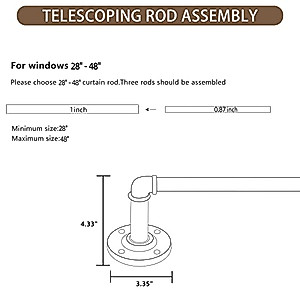 FELIDESIGN Outdoor Curtain Rod, 1 Inch Industrial Curtain Rod, Stainless Steel Curtain Rods, Black Curtain Rod, Curtain Rods for Windows 28 to 48, Rust Resistant for Indoor/Outdoor Use