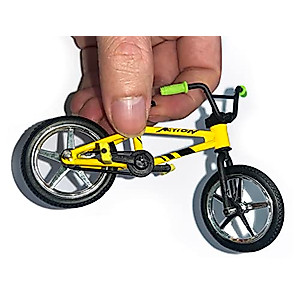 BMX Toys Alloy Finger BMX Functional Kids Bicycle Finger Bike Mini-Finger-BMX Set… (Yellow)
