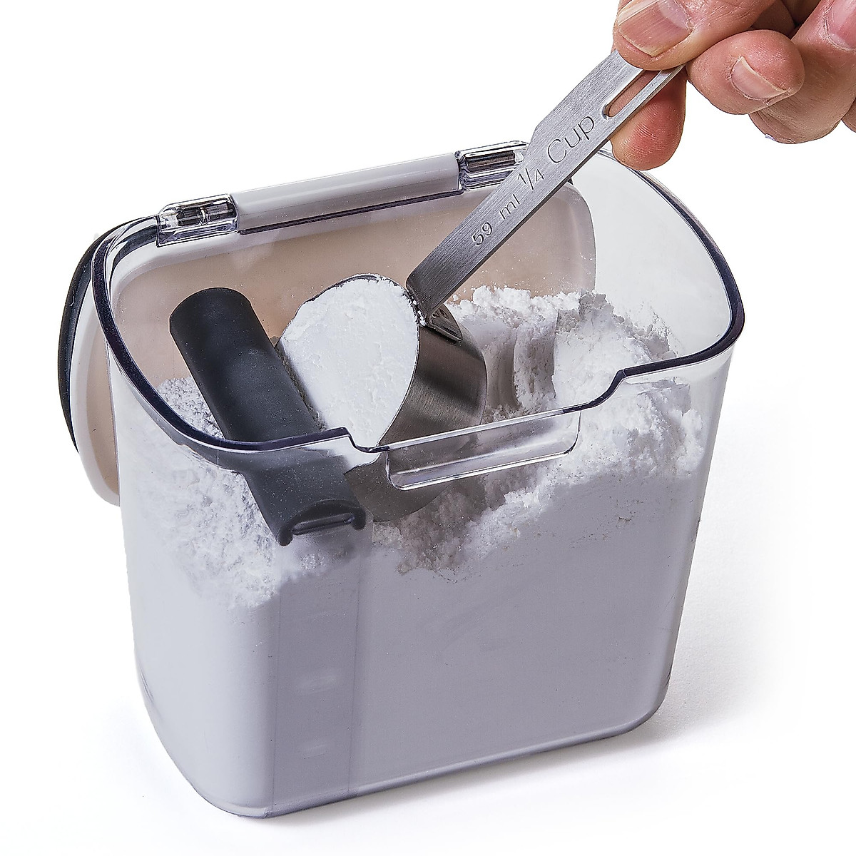 Progressive International Prepworks ProKeeper 2- Piece Kitchen Clear Food Baker's Kitchen Storage Organization Canister Set (Powdered Sugar 1.4-Quart)