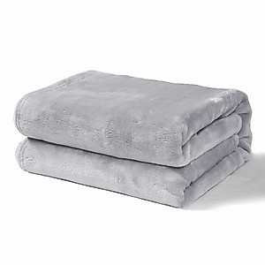 Exclusivo Mezcla Fleece Throw Blanket for Couch, Super Soft and Warm Blankets, Light Grey Throw All Season Use, Cozy, Plush, Lightweight, 30x40 inches