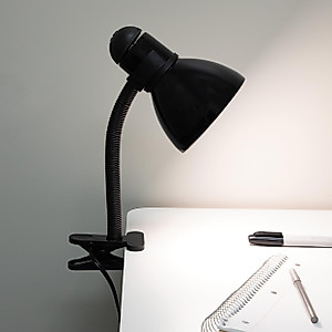 V-Light Black Adjustable Desk Lamp with Heavy Duty Clamp Clip, Flexible Gooseneck Lamp, Bed Light, Reading Lamp, or Study Light, 14 inches