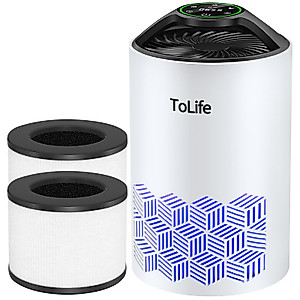 Tolife Air Purifiers for Bedroom Home with Three Filters Portable Baby Air Purifier With Low Noise Sleep Mode for Office & Room, White