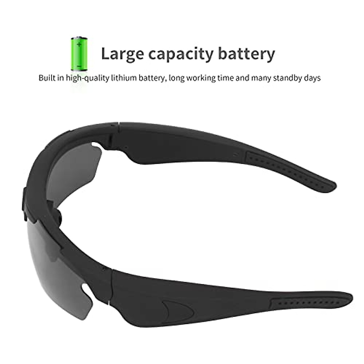 Video Sunglasses, 30FPS 1080P Full HD Video Recording Shooting Camera Glasses with UV Polarized Lenses, Audio Video Record Camera Glasses for Driving Hiking Fishing (Black)