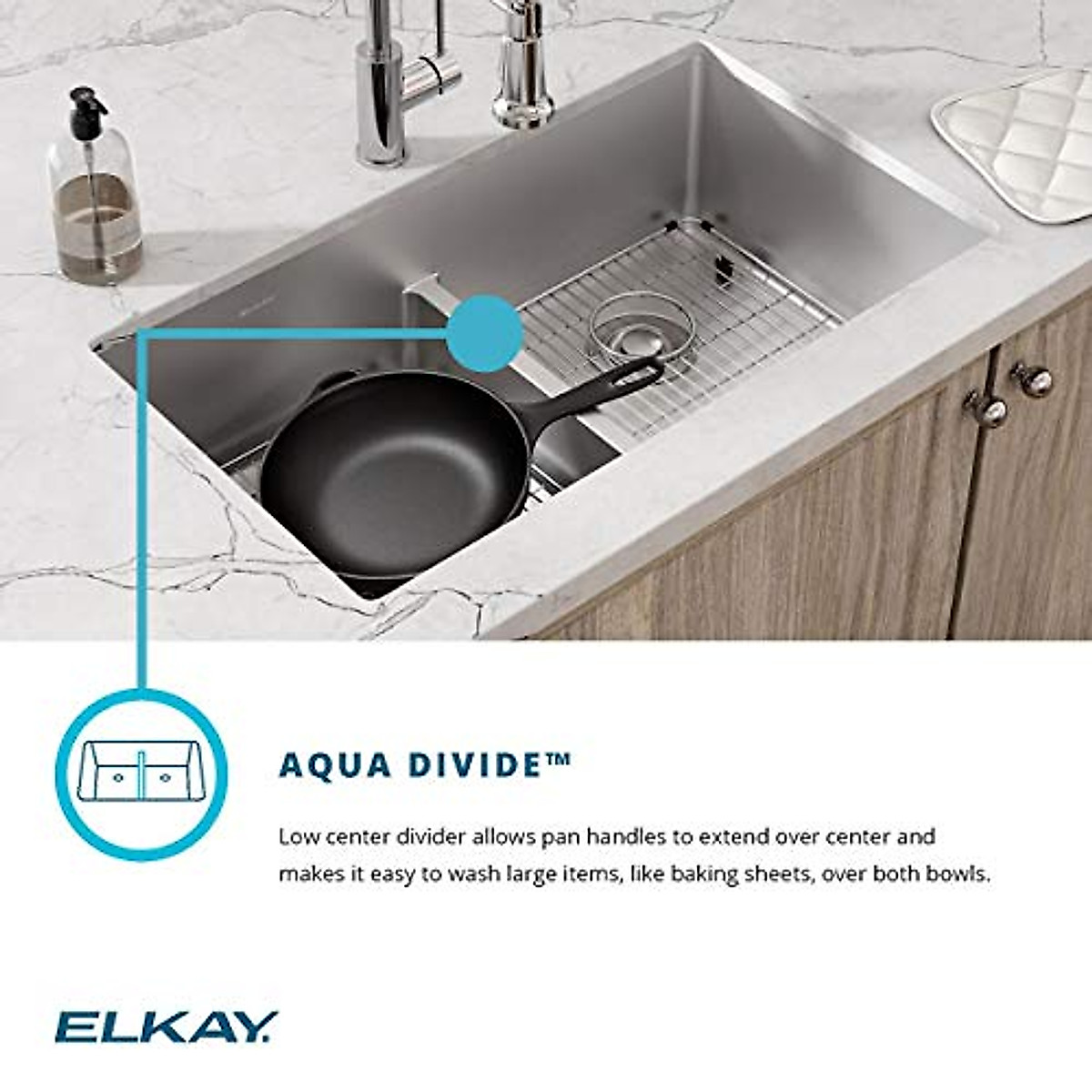 Elkay Crosstown 16 Gauge Workstation Stainless Steel, 31-1/2" x 18-1/2" x 9" Equal Double Bowl Sink Kit with Aqua Divide