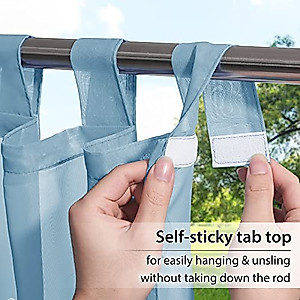 RYB HOME Sheer Curtains Waterproof - Detachable Tab Top Semi Transparent Patio Curtain with 1 Free Rope, Privacy Thermal Drapes, Easy Hanging for Outdoor Living Space, 54" Wide, 96" Long, Navy Blue