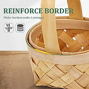 YARNOW 4pcs Wicker Basket with Handles Simple Hand- Woven Baskets Handwoven Basket for Fall Decor, Picnics, Gifts, Home Decor