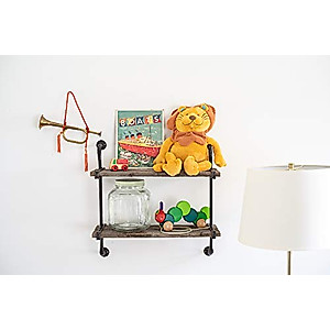 BarnwoodUSA Rustic Wooden Shelf with 2 Planks, Farmhouse Wall Ledge, Natural Weathered Gray