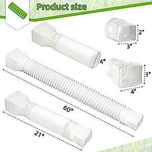 Mapleza Rain Gutter Downspout Extensions Flexible - Drain Downspout Extender - Gutter Down Spout Drain -Extend from 21 to 60 Inches (White,2Pack)
