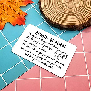 Step Brother Wallet Card from Sister,Brother-in-law Gifts Bonus Brother Gift Family isn't Always About Blood,Bonus Brother,Stepbrother,Brother in Law,Adopted Brother Valentines Christmas Birthday Gift