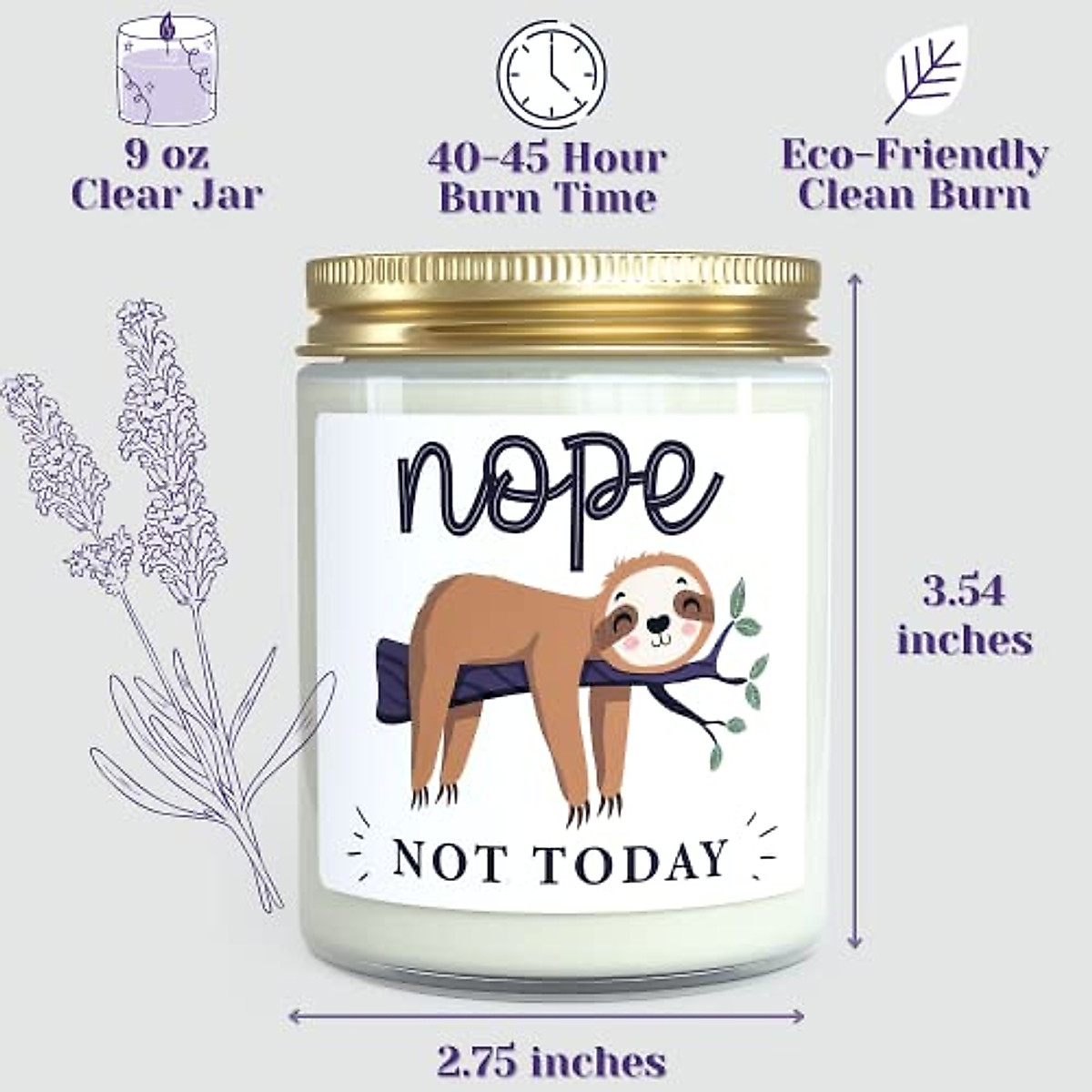 Wishmead Sloth Gifts for Women - Lavender Candle - Sloth Gifts for Girls Sloth Decor - Get Well Soon Gifts for Women - Gift Basket for Women - Funny Gifts for Women Mom