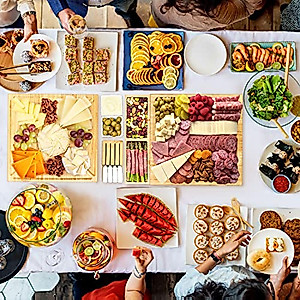 Unique Bamboo Cheese Board and Knife Set, Large Charcuterie Board Set, Premium Cheese Platter Set, Best For Housewarming Gift, New Home, Wedding Gifts for Couple