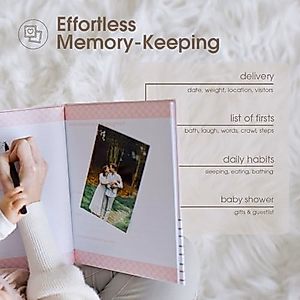 Pearhead Hello Baby First 5 Years Memory Book, Baby Girl Keepsake for New and Expectant Parents, Pregnancy And Milestone Journal, Pink