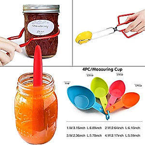 UONMAY Canning Supplies Starter Kit Canner Tools Set with Stainless Steel Canning Rack, Jar Lifter Tongs, Funnel, Labels, Bubble Popper, Jar Wrench, Lid Lifter for Canning Pot Accessories 60pcs Red