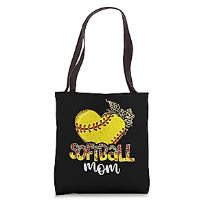 Leopard Baseball Softball Mommy Mama Mother's Day Mom Life Tote Bag